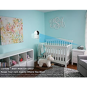 OAPRIRE Acrylic Floating Wall Shelves Set of 3 for Security Cameras, Baby Monitors, Speakers - Universal Small Wall Shelf with Cable Clips, 10-Piece Strong Tapes, No Drill (Clear)