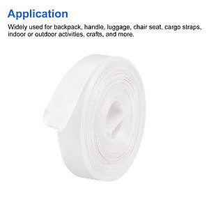 MECCANIXITY Flat Nylon Webbing Strap 1 Inch 15 Yards White for Backpack, Cargo Strap, Luggage-Rack