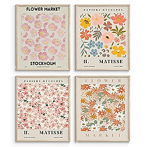 InSimSea Flower Market Poster Wall Art Prints Set - Danish Pastel Aesthetic Room Decor Posters, Vintage & Flower Prints Wall Art for Living Room Bathroom Decor (UNFRAMED, 8X10in)…