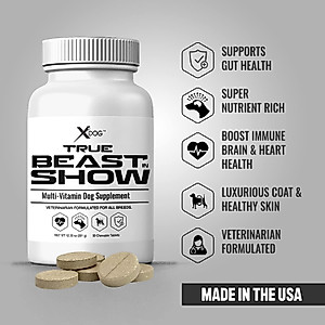 True Beast in Show Muscle Multivitamin for Dogs (Veterinarian Formulated): Vitamins, Minerals, Antioxidants, Digestive Enzymes, Fatty Acids, Amino Acids and Trace Minerals.