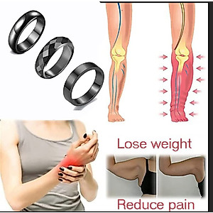 Hematite Rings for Women Anti-Swelling Black Obsidian Rings for Women Men (Ring Size 8)