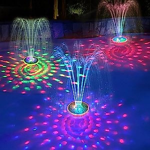 ChlorStar Solar Floating Pool Fountain with Underwater Lights Show, Solar Powered Water Fountain, Solar Fountain Pump with 6 Light Modes, Solar Water Pool Fountains for Inground Above Ground Pools-1PC