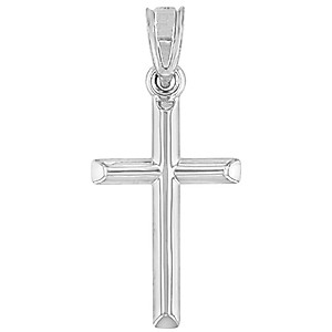 Jewelry America 14K White Gold Classic Latin Plain Mini Cross Charm Pendant