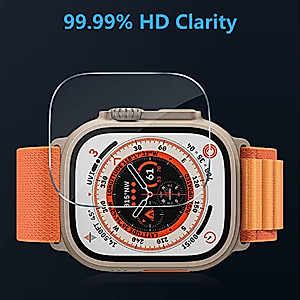 Hierusre [3 Pack] Screen Protector for Apple Watch Ultra 2/Ultra 49mm, Tempered Glass Protector Screen for iWatch Ultra 2/Ultra, Scratch Resistant, HD Clear, Touch Sensitive, Bubble Free