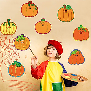 Blulu Pumpkin Cutout Decoration Pumpkins Cardboard Cutouts with Glue Point for Classroom School Bulletin Board Fall Theme Thanksgiving Halloween Party, 5.9 x 5.9 Inch(40 Pieces)