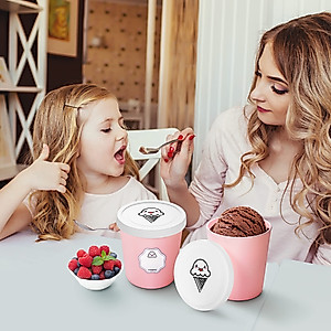 TTUBBIEZ Ice Cream Containers (2 Pack - 1 Quart Each), Ice Cream Containers for Homemade Ice Cream, Ice Cream Storage Containers for Freezer, 1 Quart Freezer Containers for Ice Cream Storage - Pink