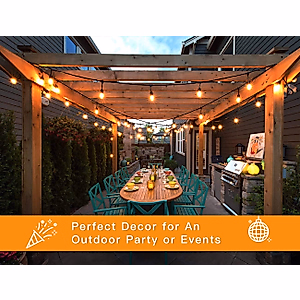 Joursdela 96ft 2-Pack LED Outdoor String Lights LED Single Filament Edison Bulbs Commercial Grade Heavy Duty Light with Shatterproof LED for Patio Backyard