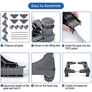 WBD WEIBIDA Mini Fridge Stand Adjustable Refrigerator Stand with 4 Strong Feet Universal Washer and Dryer Stand Heavy Duty Washing Machine Pedestal Fridge Platform for Dorm Appliance Universal Base