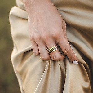 Aprilery Gold and Silver Cross Rings for Women, Fashion Statement Ring X Knot Band Chunky Twisted Cable Wire Ring Jewelry for Her (X Knot, 7)