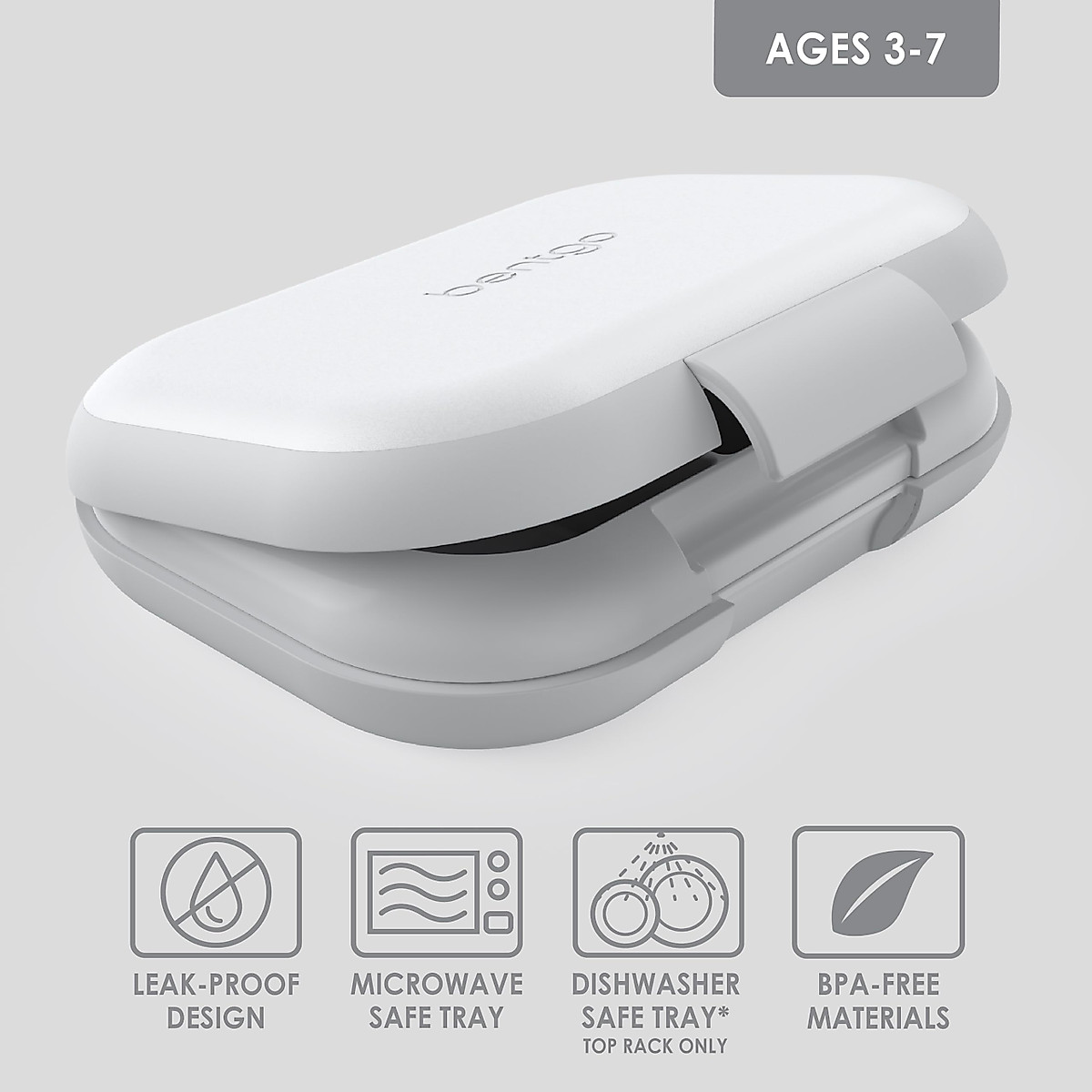 Bentgo® Kids Chill Leak-Proof Lunch Box - Included Reusable Ice Pack Keeps Food Cold; 4-Compartment Bento Lunch Container; Microwave & Dishwasher Safe; 2 Year Manufacturer Warranty (Gray)