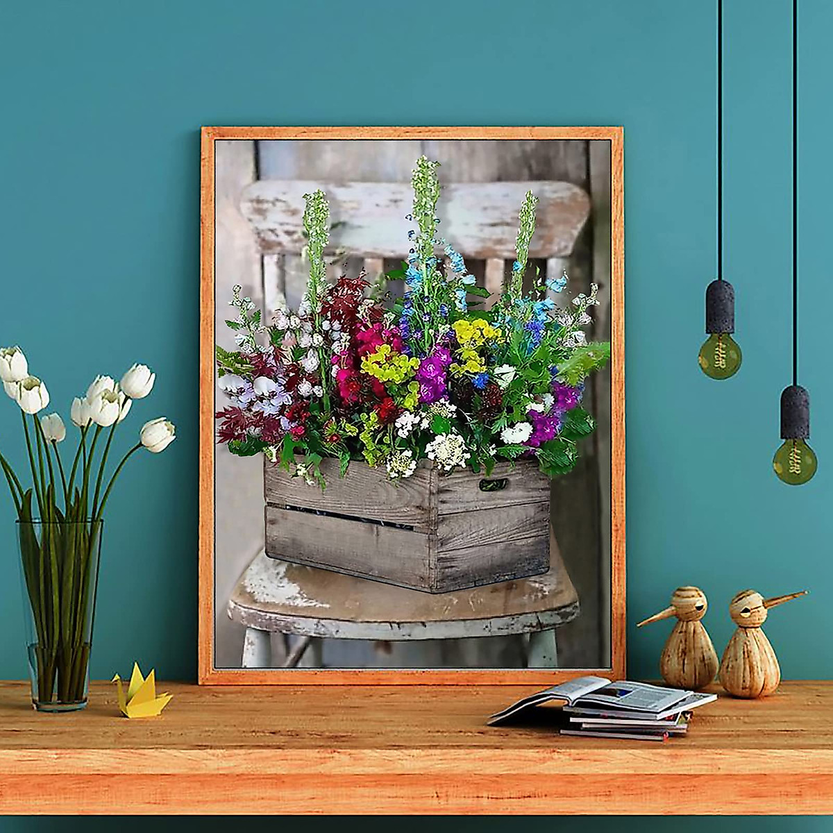 VeGuude Diamond Painting Kits for Adults, 4 Pack Flowers 5D Diamond Art Kits, Full Drill DIY Crafts for Adults Home Wall Decor Gift Diamond Dots [11.8x15.7inch]