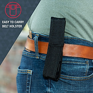 SABRE Stun Gun with LED Flashlight, Powerful Pain Inducing 1.820 µC Charge, 120 Lumens, Rechargeable Battery, Safety Switch, Includes Wrist Strap and Belt Holder