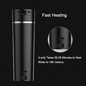 TOTMOX Car Heating Cup, Intelligent Temperature Control LCD Digital Display 450ml/15oz, Insulated Travel Coffee Mug Double Wall Vacuum Insulated Tumbler for Coffee, Tea & Drinks