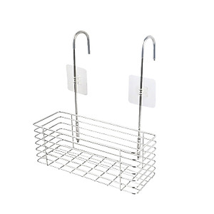 Antrader Hanging Shower Rack,Shower Caddy Hanging,Hung on the Faucet or the Door,the Back Hook Can be Rotated,No Drilling,304 Stainless Steel,Single Layer Shelf