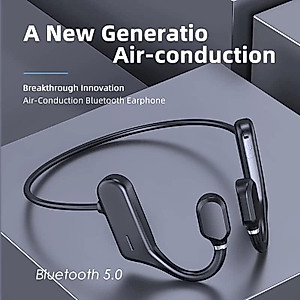 KENKUO Open Ear Headphones Wireless Bluetooth, Air Conduction Headphones, Waterproof & Sweatproof Sport Headphones Built-in Mic, Only 15g Light Weight, for Workouts and Running, Black