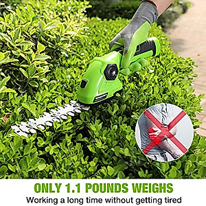 WORKPRO Cordless Grass Shear & Shrubbery Trimmer - 2 in 1 Handheld Hedge Trimmer 7.2V Electric Grass Trimmer Hedge Shears/Grass Cutter 2.0Ah Rechargeable Lithium-Ion Battery and USB Cable Included