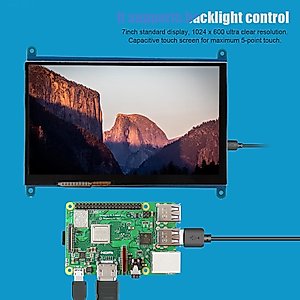 Zopsc 7 Inch LCD Display Screen Ultra HD Capacitive with 1024x600 Resolution for Raspberry Support for Raspbian/Ubuntu/Kodi/IOT