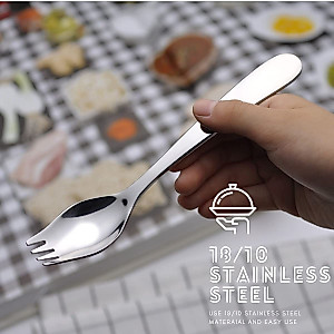 KAISHANE 6-Pack 18/10 Stainless Steel Sporks, 6.1-Inch, Multi-use Salad Fork & Dessert Spoon, Reusable Ice Cream & Fruit Utensils, Home, Camping, Travel, Easy Clean