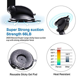 Panvox Magnetic Phone Car Mount, Universal Dashboard Windshield Car Phone Mount Holder with Upgraded 3.2" Suction Cup,8 Strong Magnets Compatible with iPhone 11 Pro X XS Max XR Galaxy Note10 S10