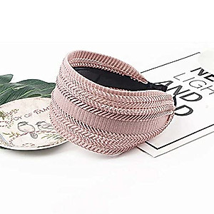 CHDHALTD Korean Style New Vintage Lace Shiny Hair Hoop, Temperament Wide Side Hairbands for Women Hollow Non Slip Elegant Head Wrap(Blue)