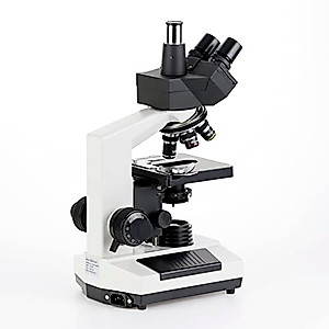 AmScope T390B-3M Digital Professional Compound Trinocular Microscope, 40X-2000X Magnification, WF10x and WF20x Eyepieces, Brightfield, Halogen Illumination, Abbe Condenser, Double-Layer Mechanical Stage, 110V-220V Auto-Switching, Includes 3MP Camera with