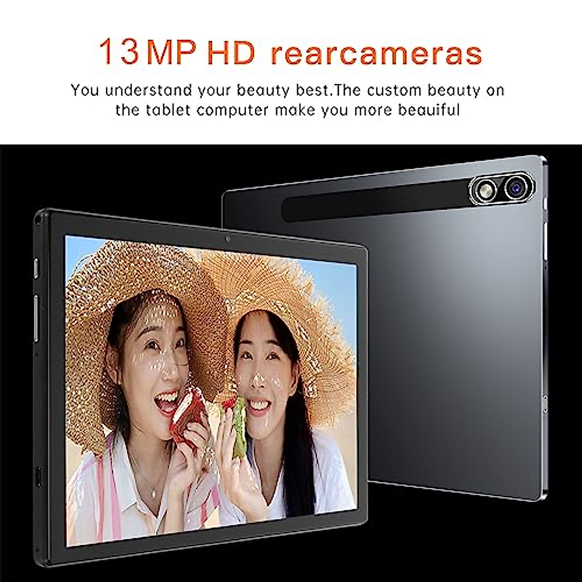 Luqeeg Tablet PC, Octa Core Processor Black 10.1 Inch 2 in 1 Tablet Clear Dual Speakers 8GB RAM 256GB ROM Night Reading Mode with Keyboard for Travel (US Plug)
