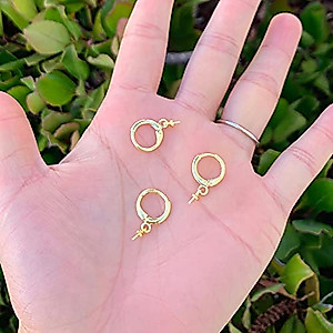 20pcs Adabele Hypoallergenic Tarnish Resistant 14mm (0.55 Inch) Gold Round Leverback Huggies Earring Hooks with 3mm Secure Screw Eye Peg Bail BF265