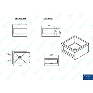 Stainless Steel Floor Mop Sink | 19" x 22" x 12" Sink | 304 Stainless Steel | NSF