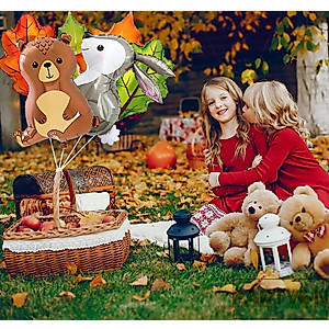 13 Pieces Woodland Animal Balloons, Forest Animals Foil Mylar Balloon for Woodland Themed Baby Shower Birthday Fall Party Decorations