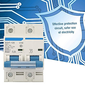 Current Circuit Breaker, DZ47-125 2P Current Miniature Circuit Breaker 400V 80/100/125A Leakage Protection Switch Supplemental Protection(100A)