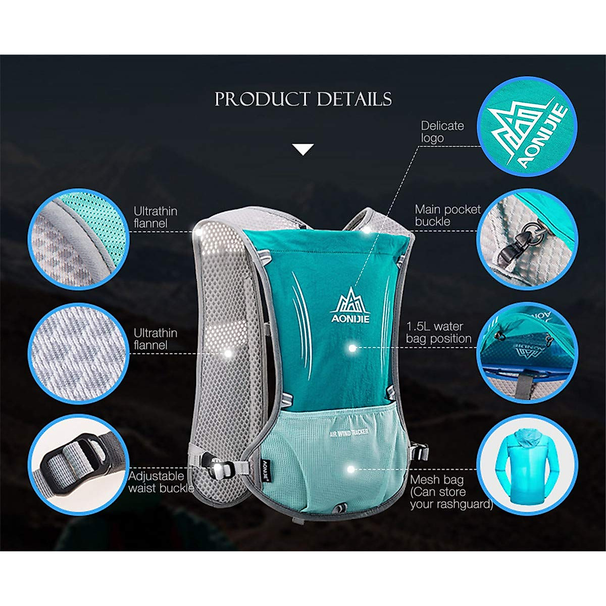 Win.Deeper 5L Lightweight Running Backpack Outdoor Sports Trail Racing Marathon Hiking Fitness Bag Hydration Vest Pack (Black + 500ML Water Bottle)