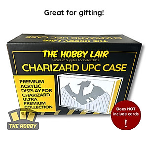 The Hobby Lair Deluxe Acrylic Case Compatible with Pokemon Charizard UPC | NOT COMPATIBLE WITH MEW 151 UPC | Sliding Secure Mag Lock Top | Thick 6mm Protection