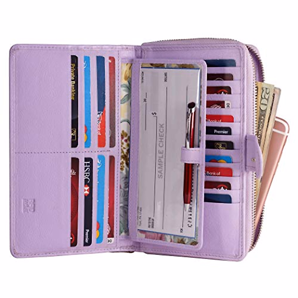 Mou Meraki Women RFID Blocking Real Leather Wallet-Clutch For Women-Shield Against Identity Theft (LAVENDER)