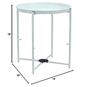 Amazon Basics Round Storage End Table, Side Table with Cloth Basket, Mint Green/Heather Gray, 18 in x 18 in x 19 in