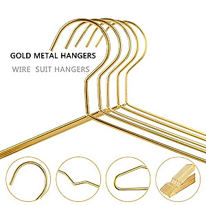 Besser 20Pack Gold Wire Hangers, 17 inch Strong Gold Metal Hangers,Suit Coat Gold Iron Hangers for Clothes