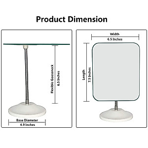 YEAKE Adjustable Flexible Gooseneck Makeup Mirror,360°Rotation Folding Portable Desk Vanity Mirror with Stand Shower Shaving Cosmetic Mirror Square Large