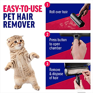 Chom Chom Roller Pet Hair Remover and Reusable Lint Roller - Black ChomChom Cat and Dog Hair Remover for Furniture, Couch, Carpet, Clothing and Bedding - Portable, Multi-Surface Fur Removal Tool