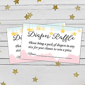 Antgiftshop Little Star Baby Shower Diaper Raffle Cards, Twinkle Little Star Diaper Raffle Ticket, Gender Neutral Baby Shower Girl or boy Diaper Raffle Tickets.