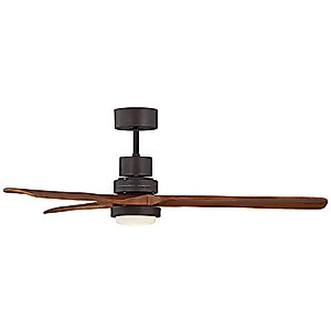 Casa Vieja 52" Casa Delta-Wing Modern 3 Blade Indoor Outdoor Ceiling Fan with LED Light Remote Control Solid Wood Oil Rubbed Bronze Damp Rated for Patio Exterior House Porch Gazebo Garage