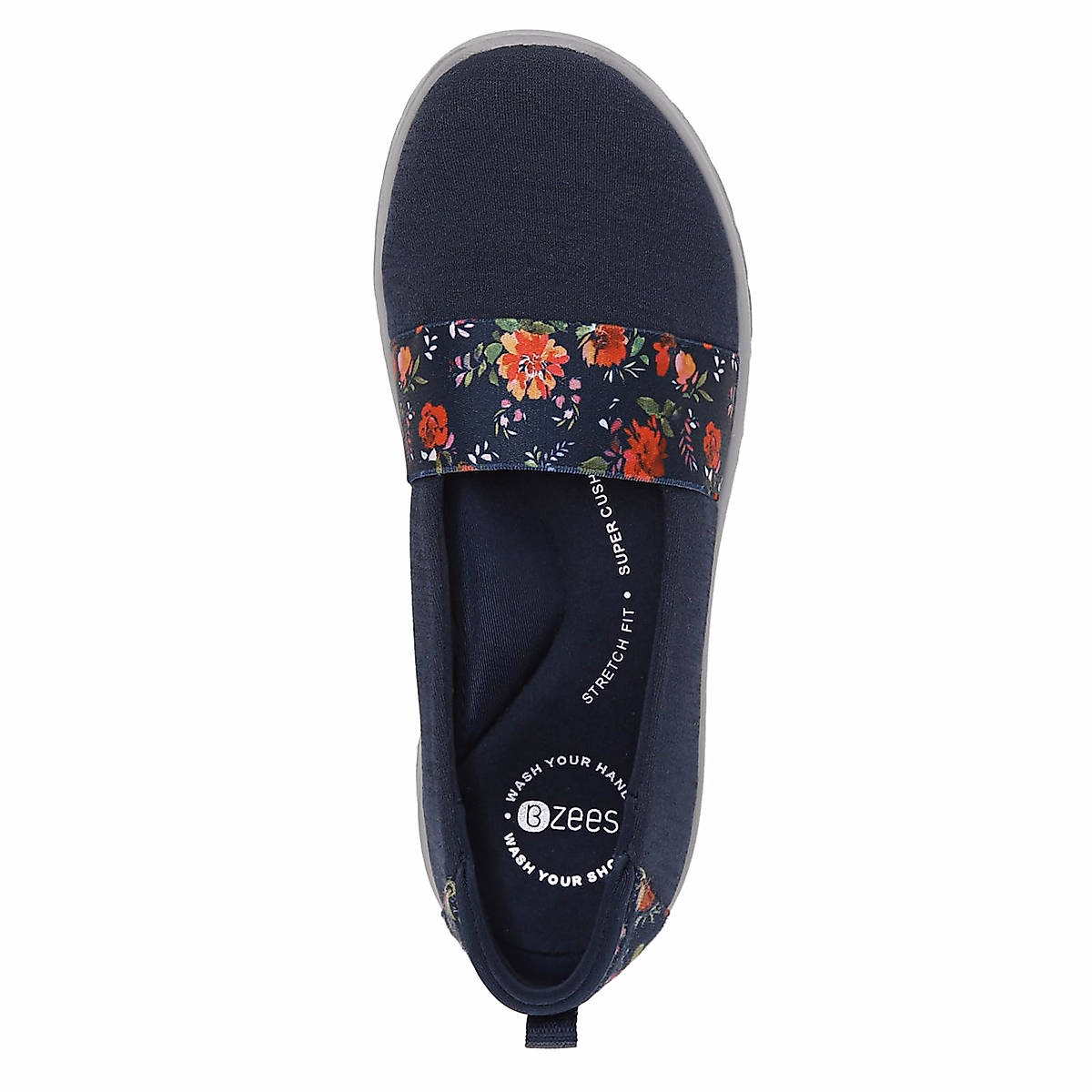 BZees Womens Gracie Slip On Navy Floral 7 M