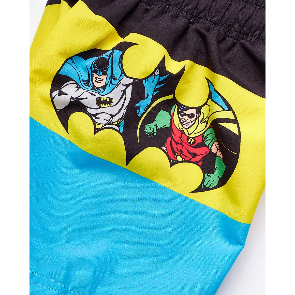 WARNER BROS. Boys Batman UPF 50+ Swim Trunk Shorts - Batman and Justice League (Toddler/Boys), Size 2T, Batman/Yellow Blue