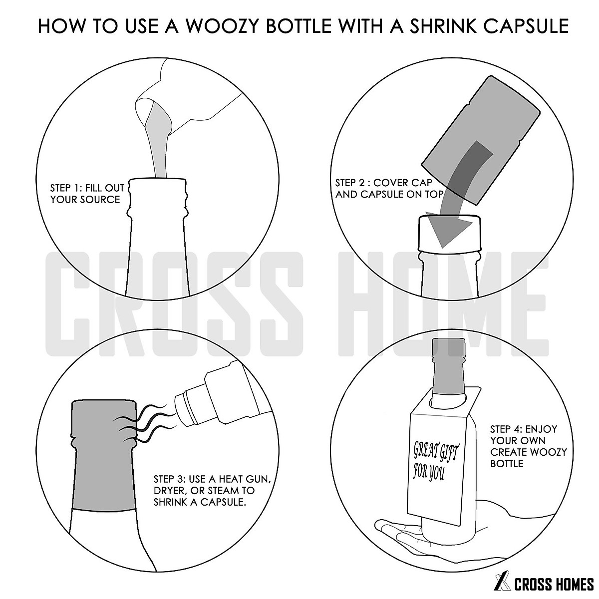 Hot Sauce Woozy Bottles Empty 5 Oz Complete Sets of Premium Commercial Grade Clear Glass Dasher Bottle with Shrink Capsule, Leak Proof Screw Cap, Snap On Orifice Reducer Dripper Insert (Black 30 Sets)