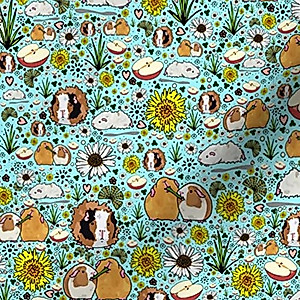 Spoonflower Fabric - Guinea Pigs Blue Pig Cute Cool Printed on Petal Signature Cotton Fabric Fat Quarter - Sewing Quilting Apparel Crafts Decor