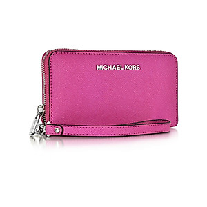 Michael Kors Women's Jet Set Wallet (Raspberry/Silver)