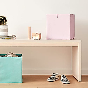 Amazon Basics Collapsible Fabric Storage Cube Organizer Bins - Pack of 6, Peony Pink, 10.5x10.5x11"