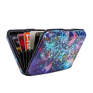 ELFISH Mini RFID Aluminum Wallet Credit Cards Holder Business Card Case Metal ID Case for Men Women (Acolorful)