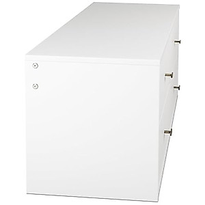 Prepac 4-Drawer Floating Dresser for Bedroom, Modern Dresser Chest of Drawers with Brushed Brass Knobs 16" D x 42.25" W x 17.25" H, White, WDBW-1412-1