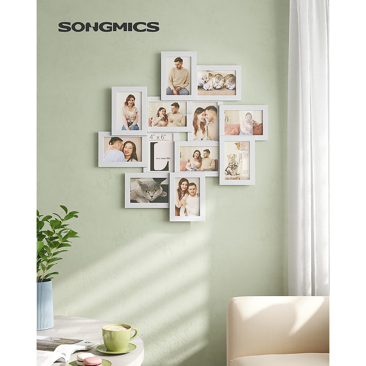 SONGMICS 4x6 Collage Picture Frames, 12-Pack Picture Frames Collage for Wall Decor, White Photo Collage Frame, Multi Picture Frame Set with Glass Front, Assembly Required