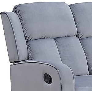 AC Pacific Dale Living Room Manual Reclining Sofas, Modern Upholstered Couch with Curve Arms and Padded Back Cushions, Loveseat, Flint Grey