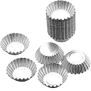 Tosnail 50 Pieces Aluminum Egg Tart Mold Small Tart Pie Tin Mini Cupcake Cake Muffin Cookie Mold Baking Cups